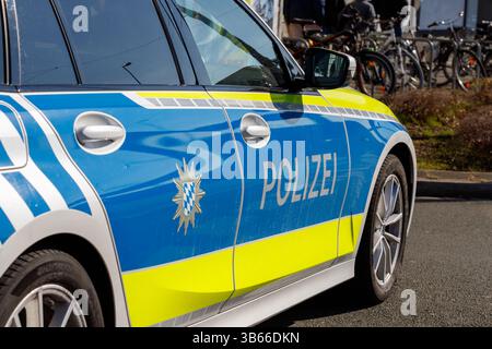 Nuremberg, Germany, 2025 March 02: Close-up of a German police vehicle ...