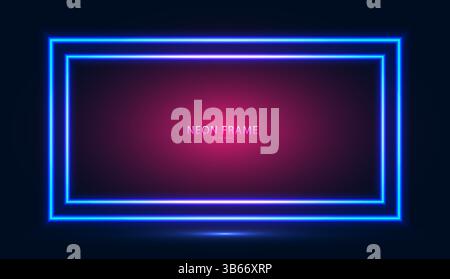 Neon abstract frame on a dark purple background vector Stock Vector ...