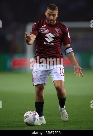 Turin, Italy. 2 May 2025. Nikola Vlasic of Torino FC celebrates with ...
