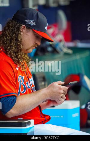 Atlanta Braves' Grant Holmes pitches during the second inning of a ...