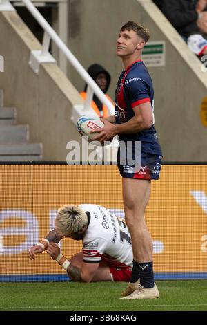Hull Kingston Rovers' Noah Booth scores their second try during the ...