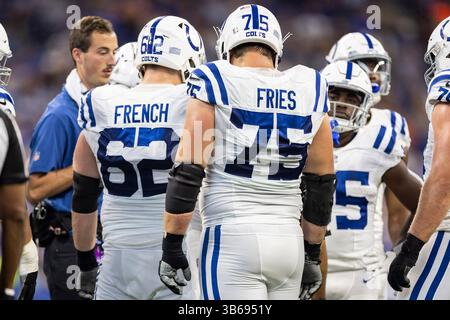 Indianapolis Colts center Wesley French (62) warms up during practice ...