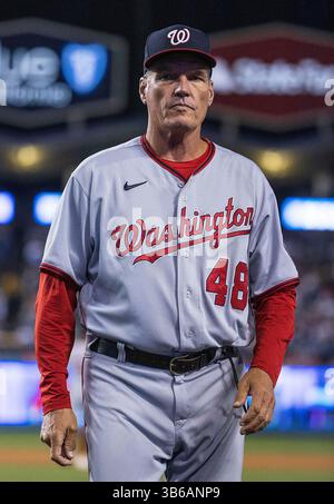 Washington Nationals pitching coach Jim Hickey (48) in action during a ...