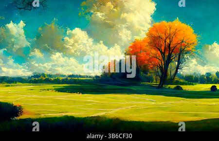 Wonderful surreal idyllic Victorian landscape in Fine Art style Stock ...