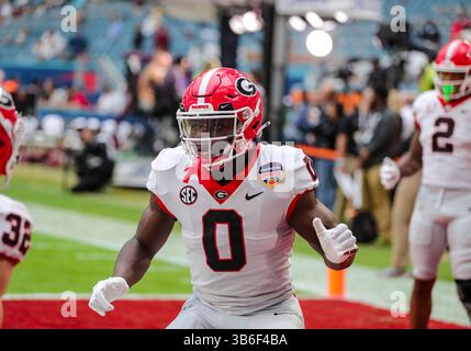 Georgia running back Roderick Robinson II (0) celebrates his touchdown ...