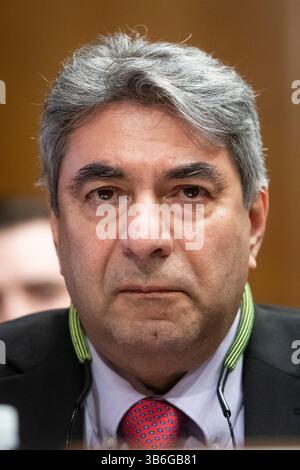 Sam Salehpour, Current Quality Engineer, Boeing takes his seat at the ...