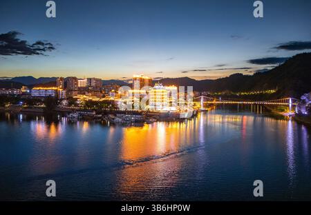Aerial view of Tongjun Mountain Scenic Area in Tonglu County, Hangzhou ...