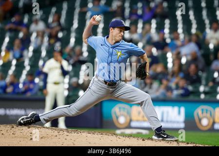 Tampa Bay Rays pitcher Kevin Kelly delivers to the Miami Marlins during ...