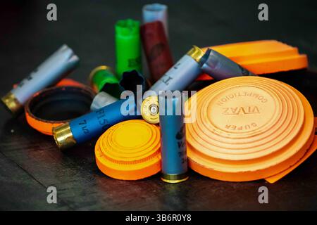 objects from the Olympic sports skeet shooting with a 12 gauge shotgun ...