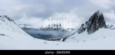 Panorama of mountain Segla at winter season, Senja islands, Norway ...