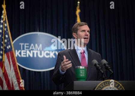 Kentucky Gov. Andy Beshear speaks during an interview, Monday, Jan. 12 ...