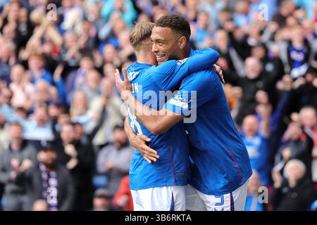 Rangers' Connor Barron celebrates during the William Hill Premiership ...
