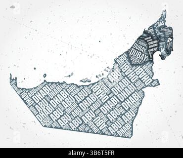 UAE country shape word cloud. Typography style country illustration ...