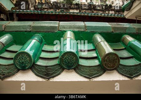 Glazed clay tiles characteristic of traditional Chinese architecture on ...