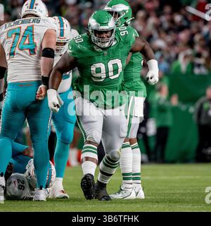 Philadelphia Eagles defensive tackle Jordan Davis (90) in action ...