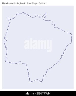 Mato Grosso do Sul State outline map isolated on white background, Brazil Stock Vector Image ...