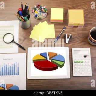Office table. Desk office financial accounting graphs analysis Stock ...