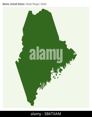 Maine, United States. Simple vector map. State shape. Outline regions ...