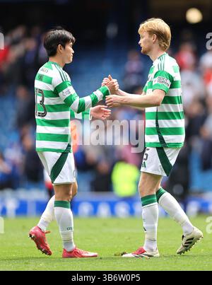 Celtic's Yang Hyun-Jun (left) scores their side's first goal of the ...