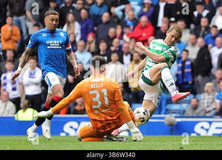 Rangers Goalkeeper Liam Kelly makes a save from Middlesbrough's Delano ...