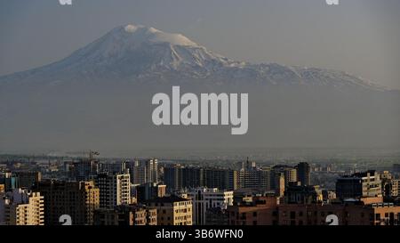 Mount Ararat, the traditional resting place of Noah's Ark, looming over ...