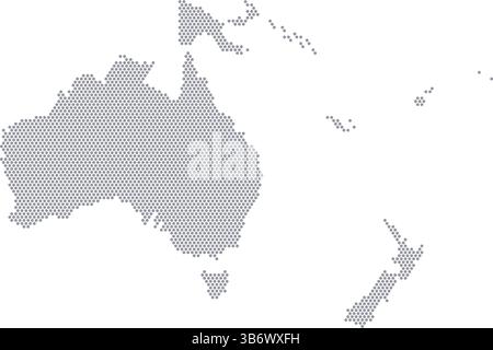 Stylized map of the continent of Oceania in a simple style. Modern map ...