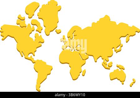 Simplified vector illustration of isometric world map. World map in ...