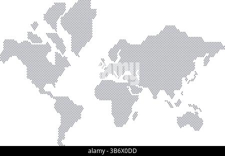 Stylized map of the continent Asia consisting of hexagons. A map of the ...