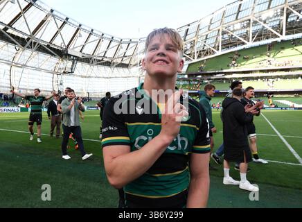 Northampton Saints' Henry Pollack celebrates victory after the Investec ...
