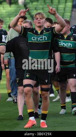 Northampton Saints' Henry Pollack and team-mates celebrate victory ...