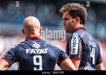 Maxime Lucu and Damian Penaud during the French Top 14 rugby union ...