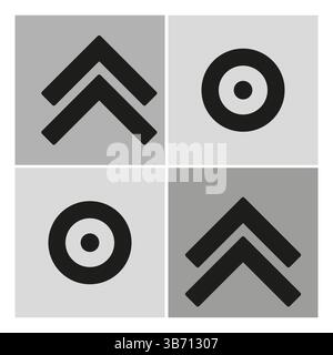 Arrow chevron symbol. Black arrows symbols set. Warning striped arrow ...