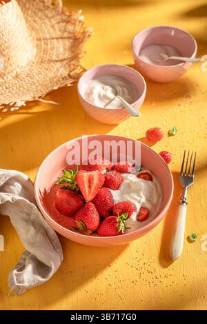 Strawberries healthy berries in sunny day. Fresh berries healthy food ...