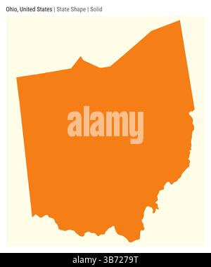 Ohio, United States. Simple vector map. State shape. Solid Regions ...