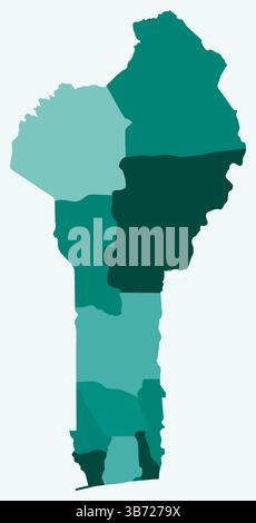 Map of Benin with regions. Just a simple country border map with region ...