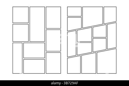 collage grid blank template for a manga comic storyboard layout panel ...
