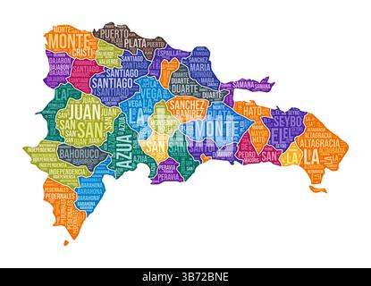 Vector map of Dominican Republic with names of cities and with borders ...