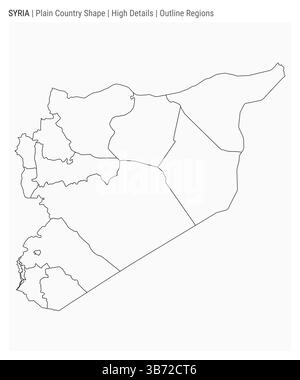 Syria plain country map. High details. Solid regions style. Shape of ...