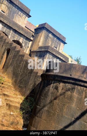 Steps at the back of Someshwar temple, near Mahuli Sangam, Satara ...