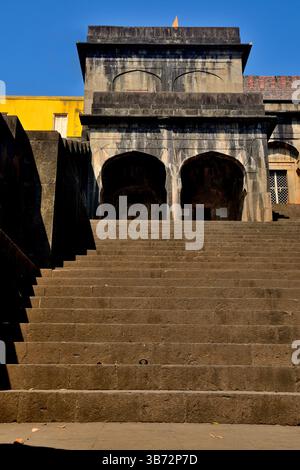 Steps at the back of Someshwar temple, near Mahuli Sangam, Satara ...