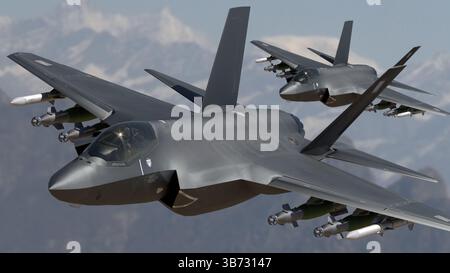 Modern 5th generation stealth fighter jet airfield sleek aerodynamic ...