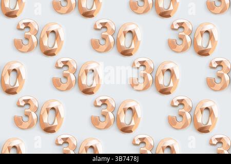 Repetitive pattern made of number thirty golden air balloons with ...