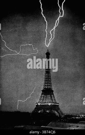 EIFFEL TOWER Lightning striking the Eiffel Tower, June 3, 1902, at 9:20 ...