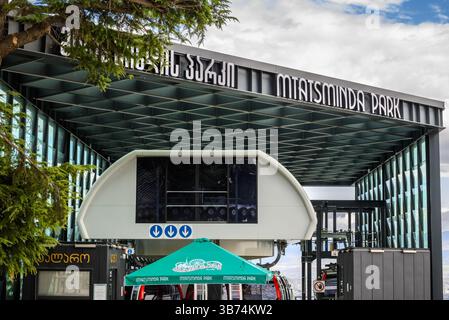 Cable Car terminal with ropeway connecting Mtatsminda Park with ...