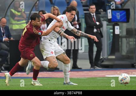 Nicolo Pisilli of AS Roma seen during the Europa League match between ...