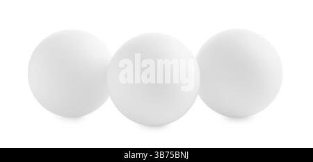 Three ping pong balls isolated on white Stock Photo - Alamy