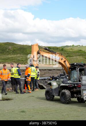 Bridgend County,UK, 05 May 2025 reclaimed tyres from the river during ...