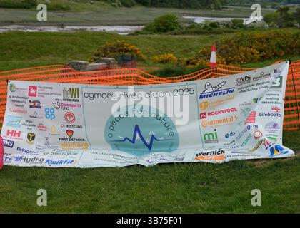 Bridgend County,UK, 05 May 2025 Heavy machinery at the Ogmore River ...