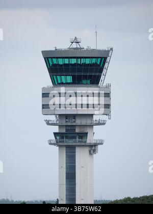 The Skeyes air traffic control tower at Zaventem airport is seen ahead ...