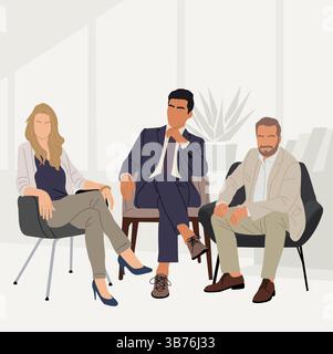 Modern Professional Sitting on Office Chair Profile Silhouette Vector ...